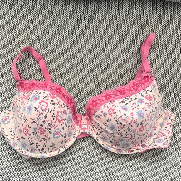 lei | Intimates & Sleepwear | Floral Cream And Pink Pushup Bra With ...